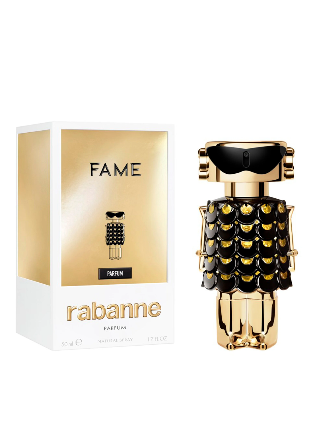 Paco Rabanne Fame Pafum 50ML Robot Dorado Negro Mujer